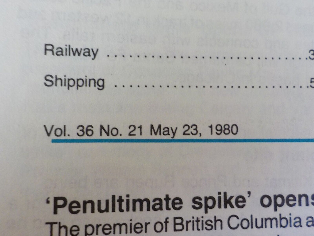 Canadian Pacific News Summary 1980 May 23 Penultimate spike opens CP R ...