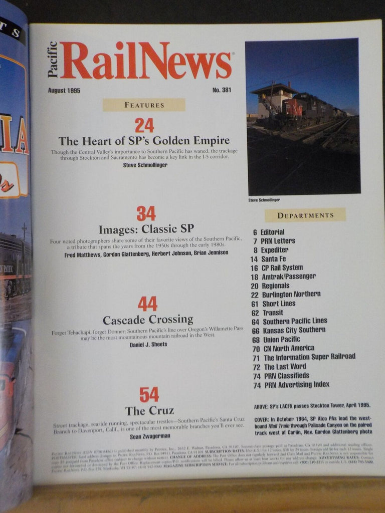 Pacific Rail News #381 1995 August Southern Pacific issue Cascade Cros – RailroadTreasures