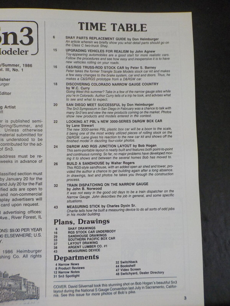 Sn3 Modeler 1986 Spring/Summer Vol III #1 Shay parts replacement guide – RailroadTreasures