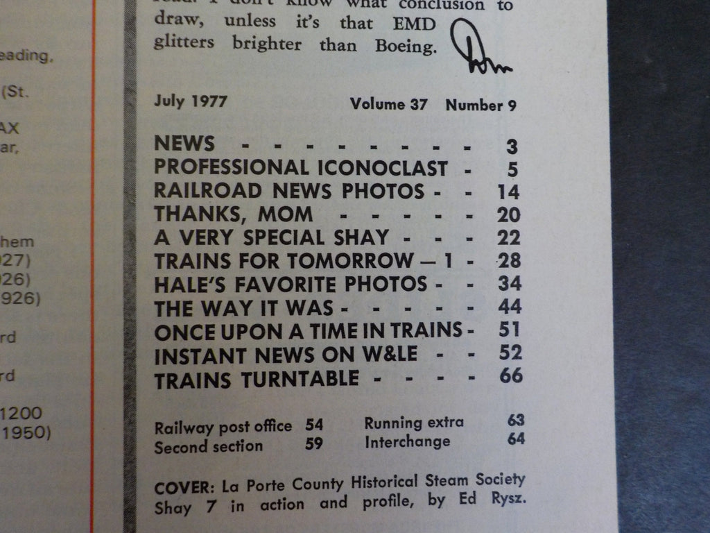 Trains Magazine 1977 July Lima's last narrow gauge Shay lives – RailroadTreasures