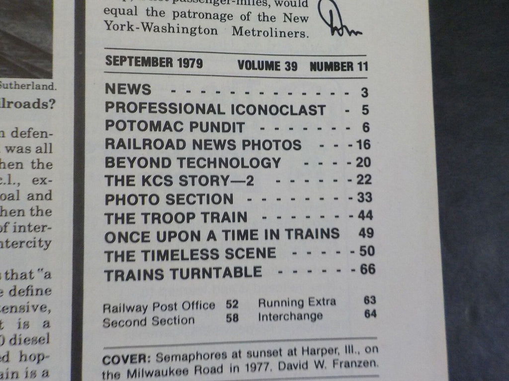 Trains Magazine 1979 September The KCS Story part 2 Troop Train – RailroadTreasures