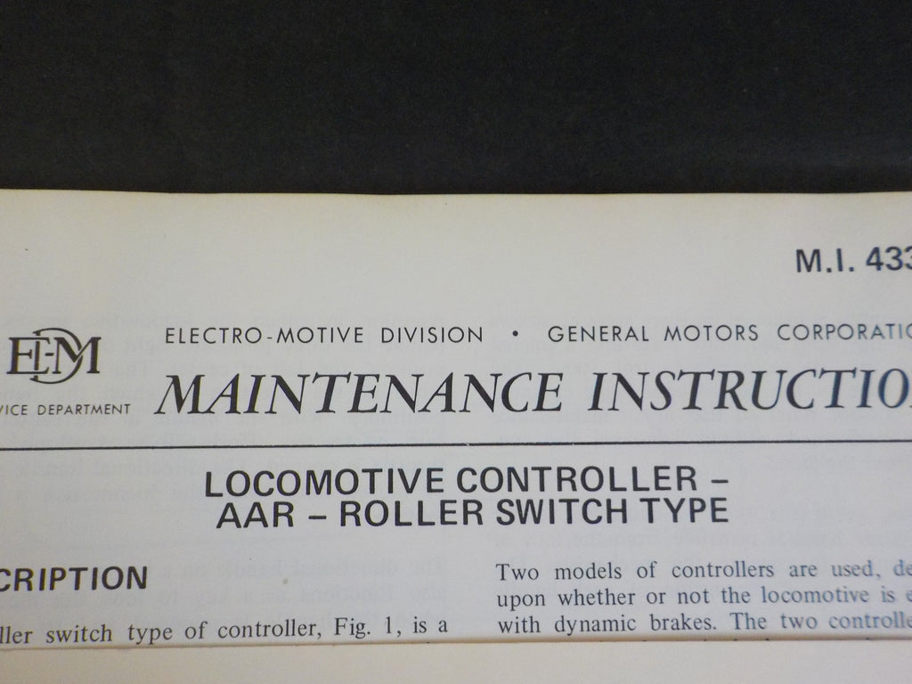 EMD Maintenance Instructions MI 4334 Locomotive controller AAR roller – RailroadTreasures