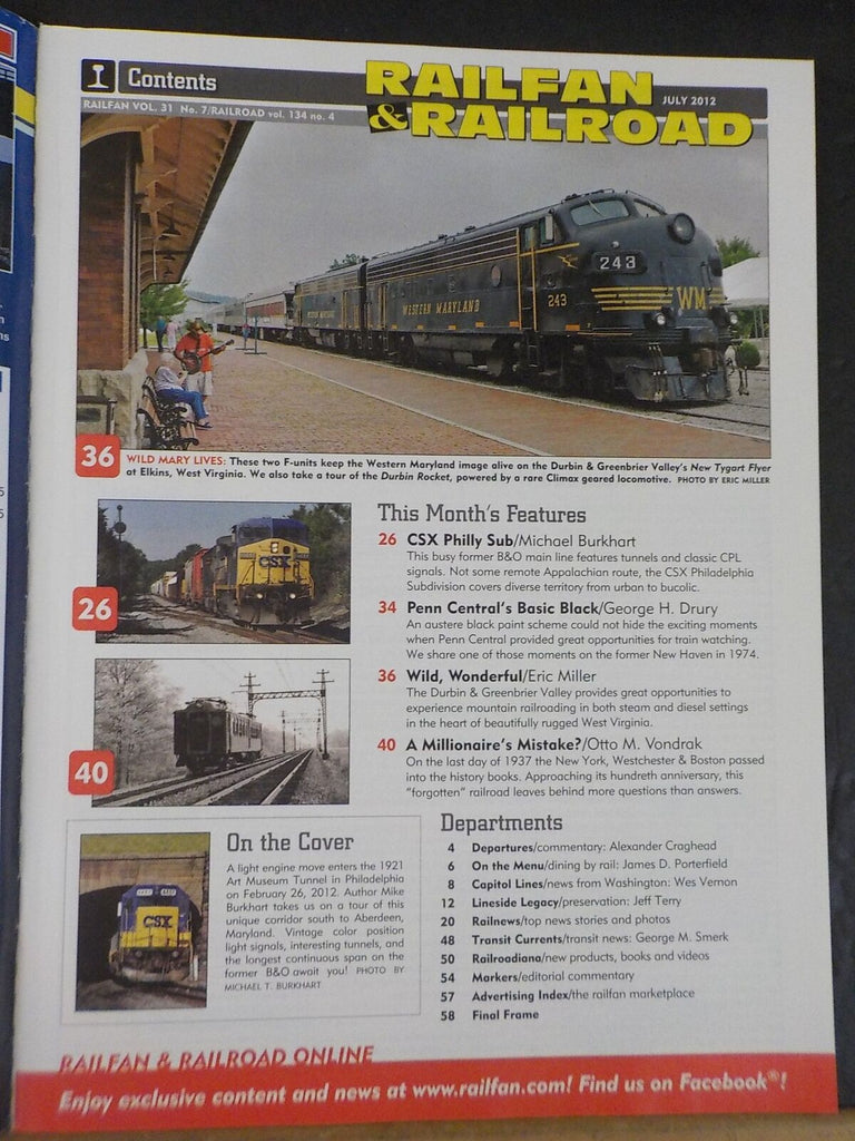 Railfan & Railroad Magazine 2012 July CSX Philly Sub Morgan's Ghost – RailroadTreasures
