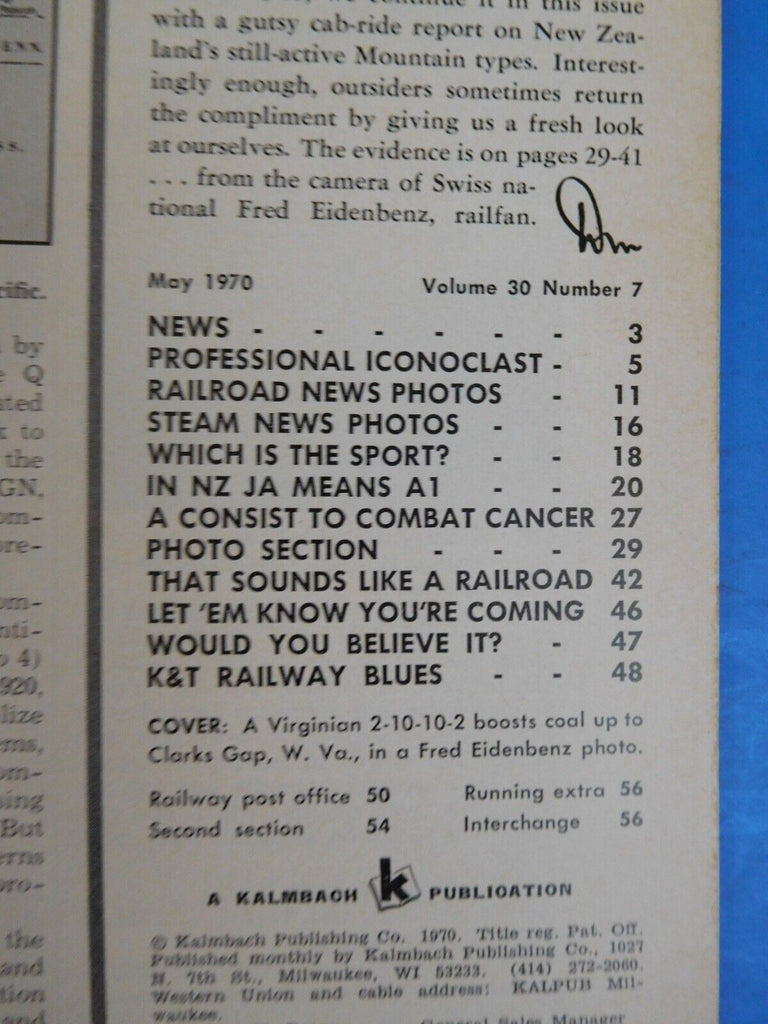 Trains Magazine 1970 May Big time RRing in a prediesel America ...