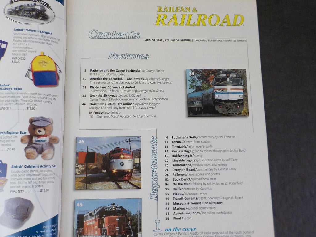 Railfan & Railroad Magazine 2001 August Amtrak Turns 30 Tennessee Cent ...