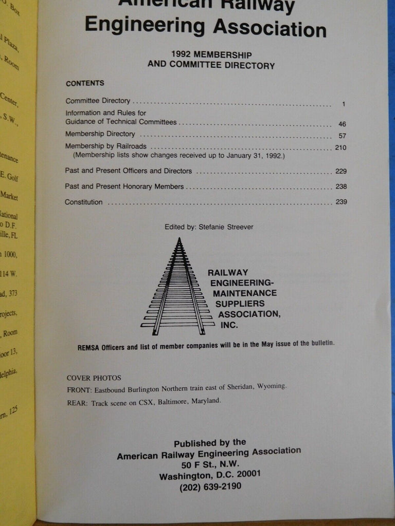 American Railway Engineering Association Bulletin 735 March 1992 AREA ...
