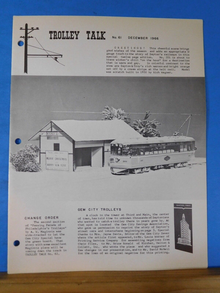 Trolley Talk #61 1966 Dec GEM City Trolleys. Last horse car ...