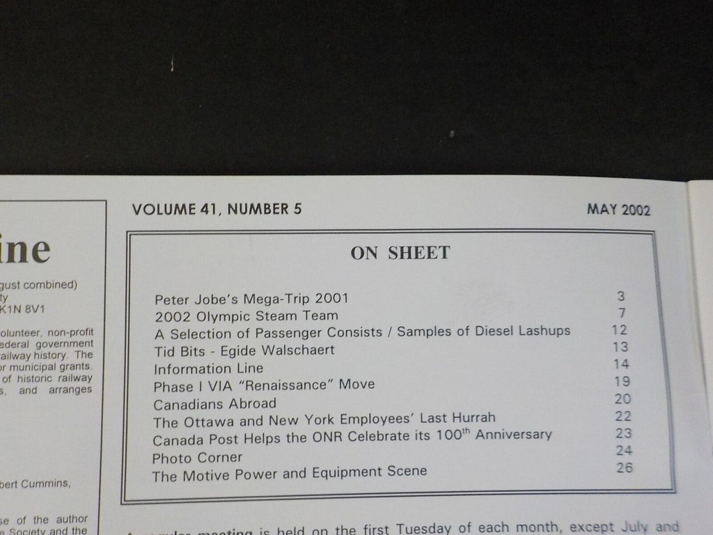 Branchline Canada’s Rail News Magazine 2002 May 2002 Olympic Steam Tea ...