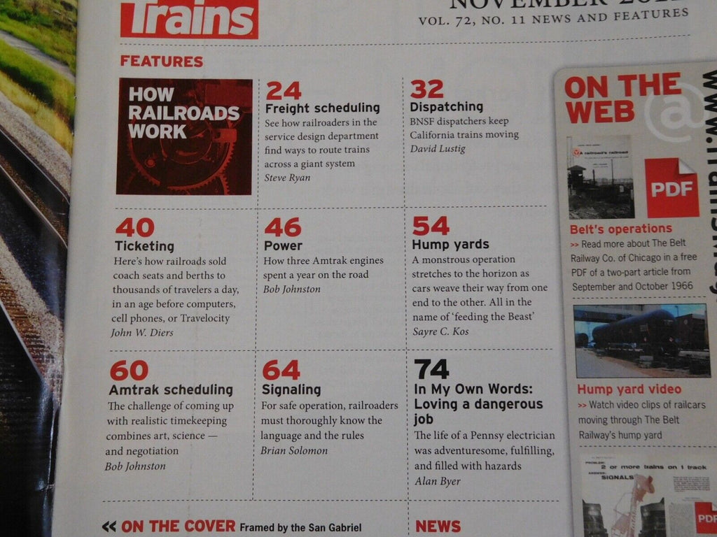 Trains Magazine 2012 NovemberHow Railroad work signaling ticketing Loc ...