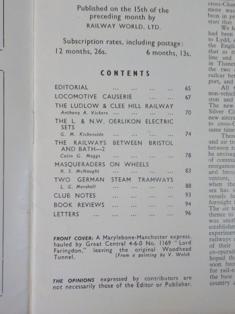 Railway World 1960 March Vol 21 No 238 Ludow & Clee Hill RY German ste ...