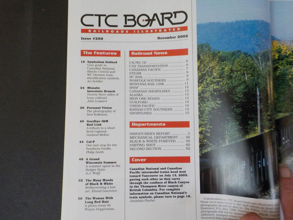 CTC Board Railroads Illustrated #289 November 2002 Railroad News Photo ...