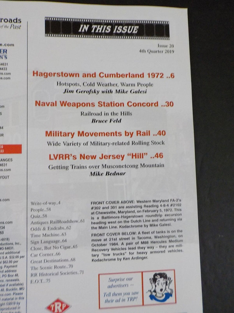 TRP Trains & Railroads of the Past #20 4th qtr 2019 B&O WM Naval weapo ...