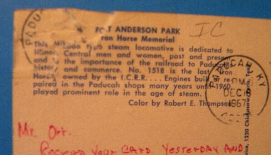 Postcard Fort Anderson Park the Mikado type steam locomotive #1518 ...