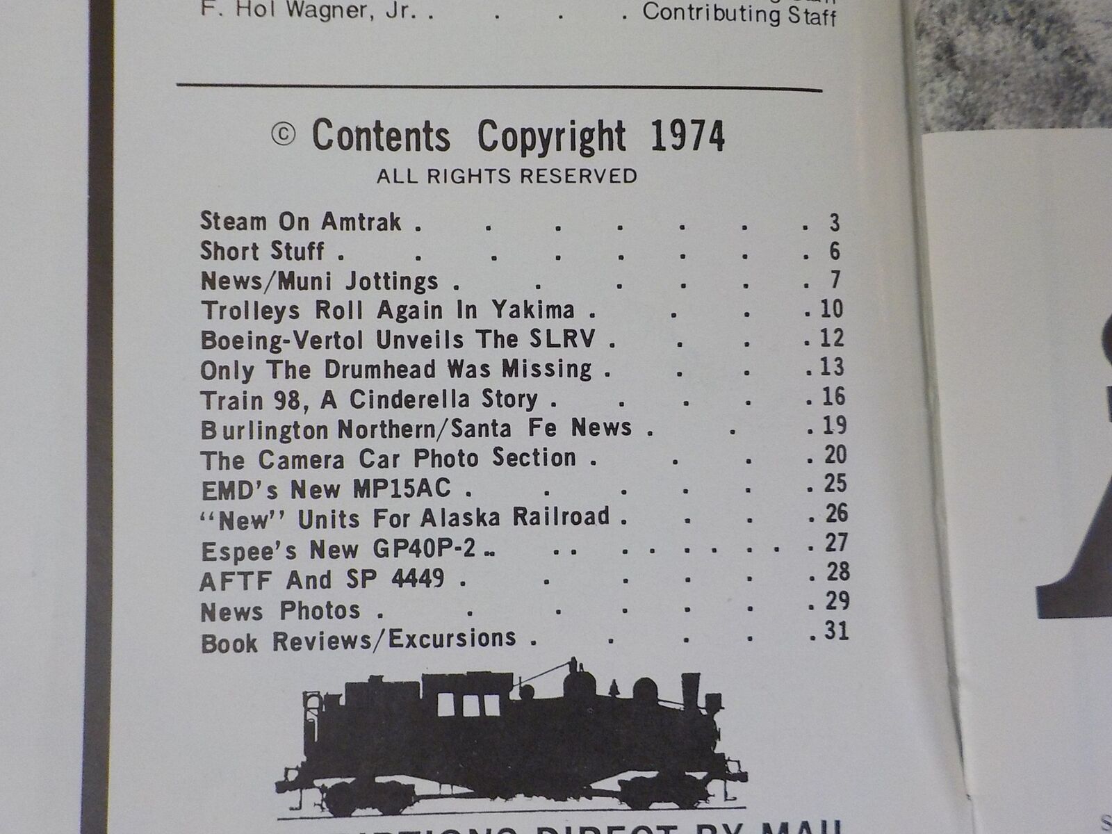 Pacific News #158 1974 December Pacific Rail News SP99 Amtrak steam St ...
