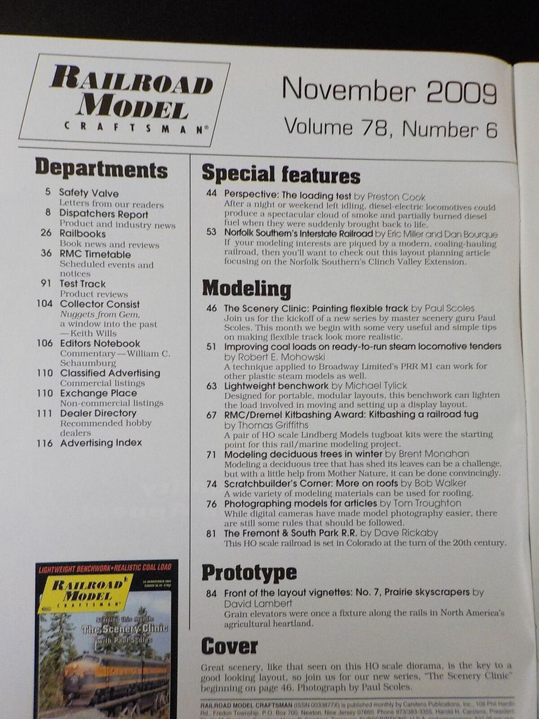 Railroad Model Craftsman Magazine 2009 November Scenery Clinic Tugboat ...