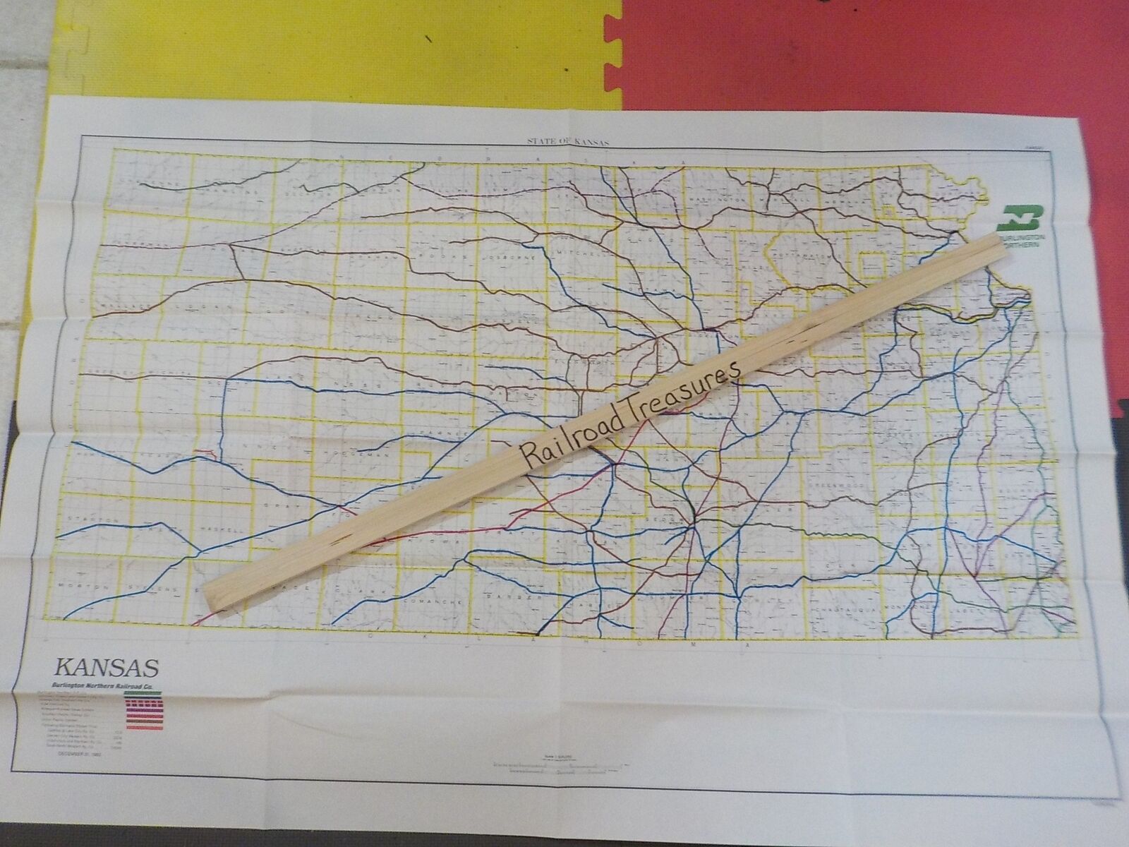 Map Burlington Northern Kansas State Railroad Map 1983 August ...