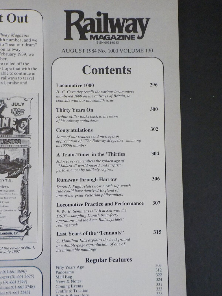 Railway Magazine 1984 August Locomotive 1000 30 yrs on train timing in ...