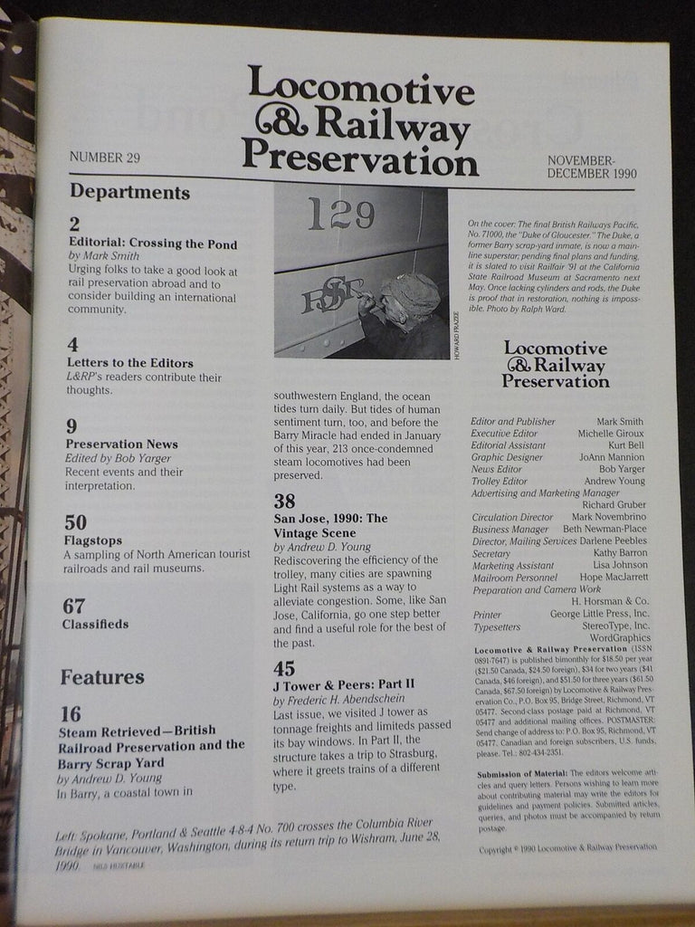 Locomotive & Railway Preservation #29 1990 November December San Jose ...