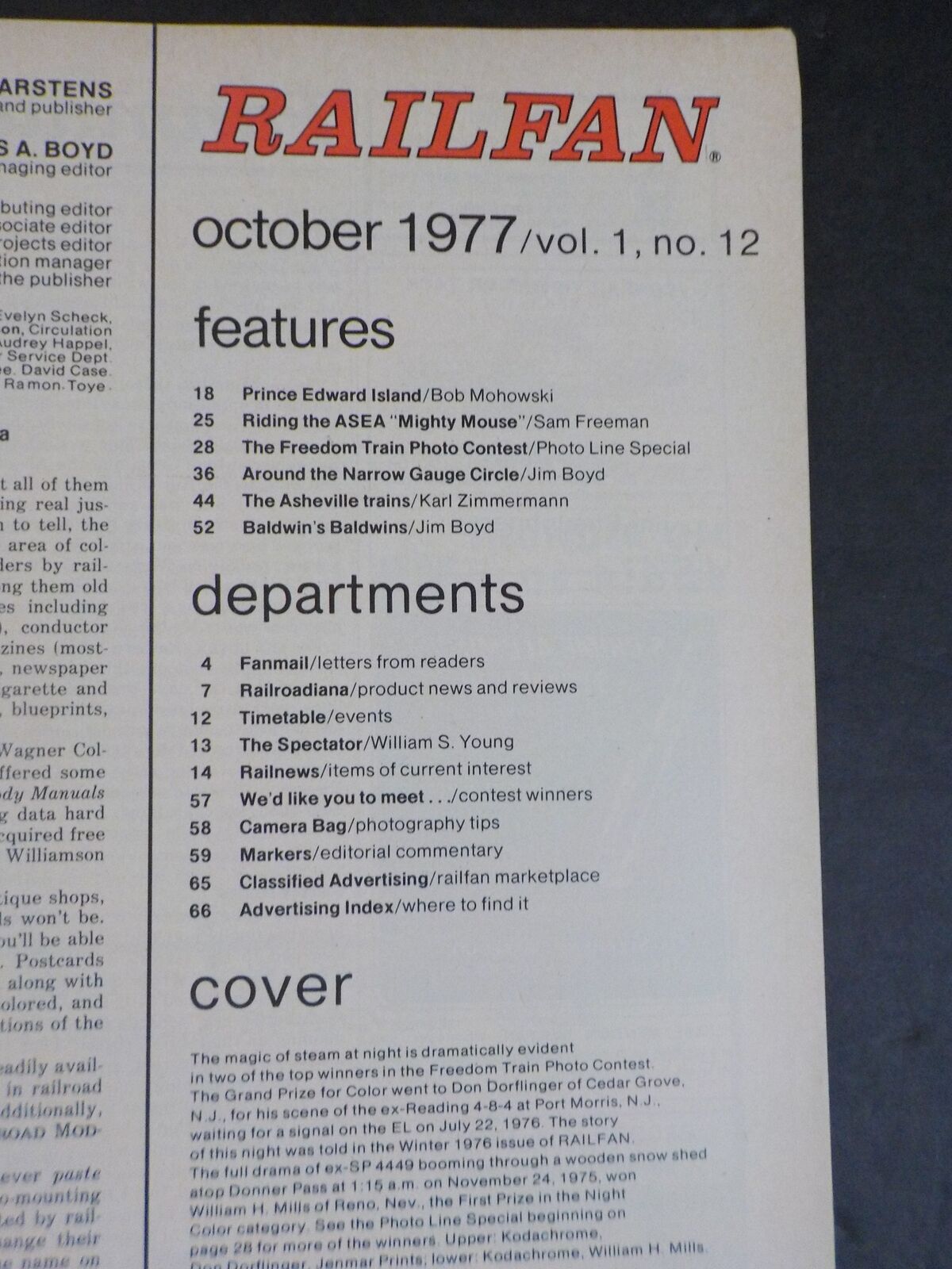 Railfan Magazine 1977 October Vol. 1 # 12 Freedom Train Prince Edward ...