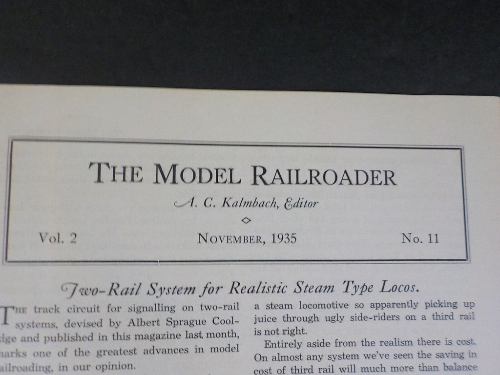 Model Railroader Magazine 1935 November Two rail system for realistic ...