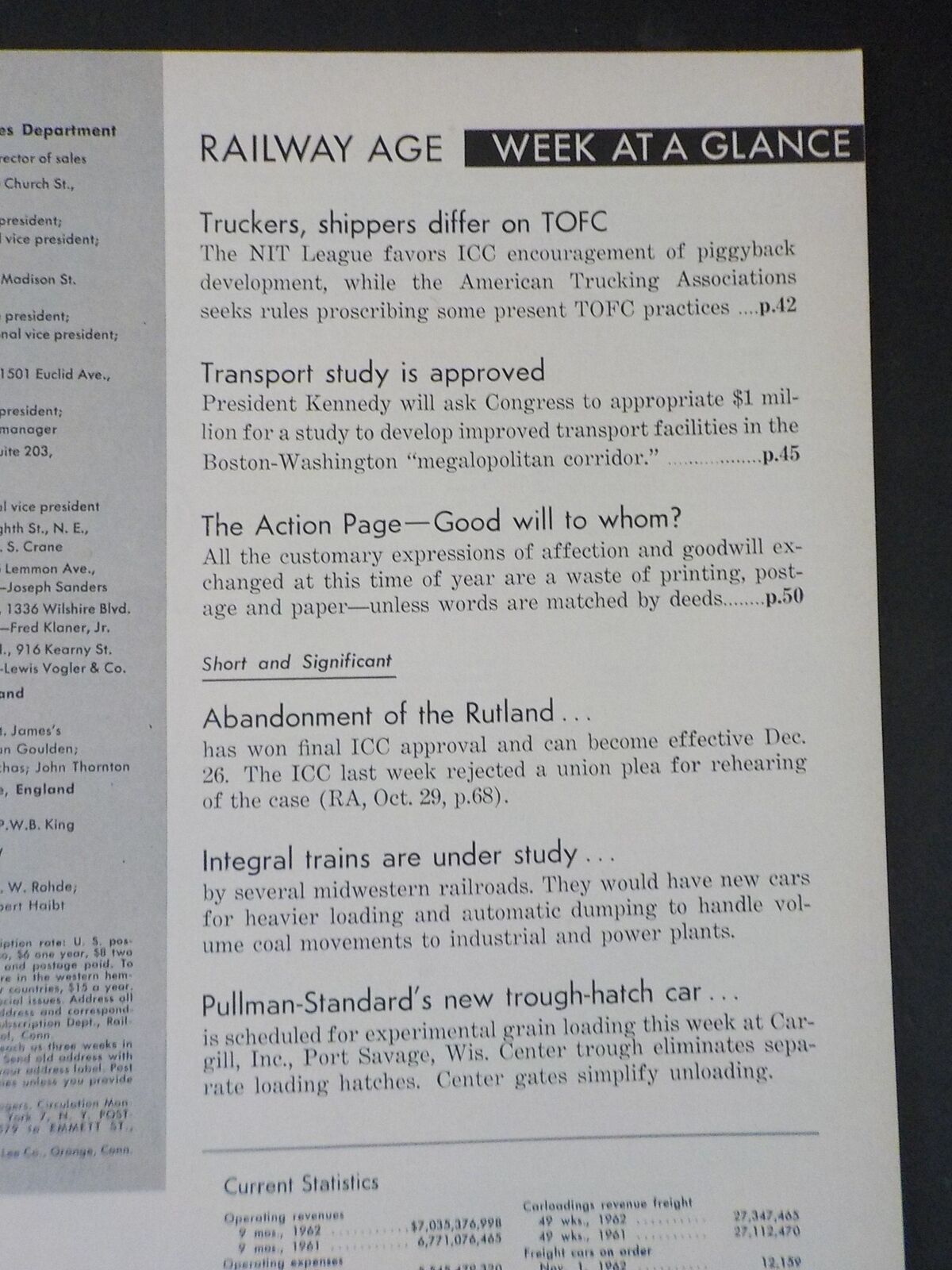 Railway Age Weekly 1962 December 17 Canadian RRs are trying to cut fue ...
