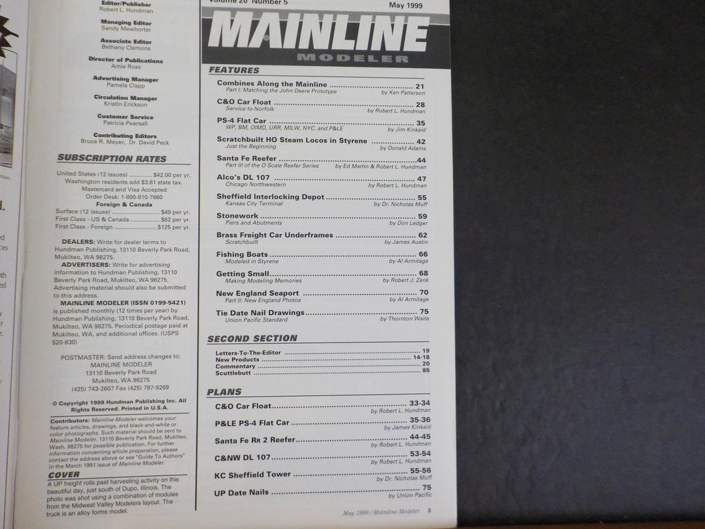 Mainline Modeler 1999 May Combines John Deere C&O Car float OS-4 flat ...