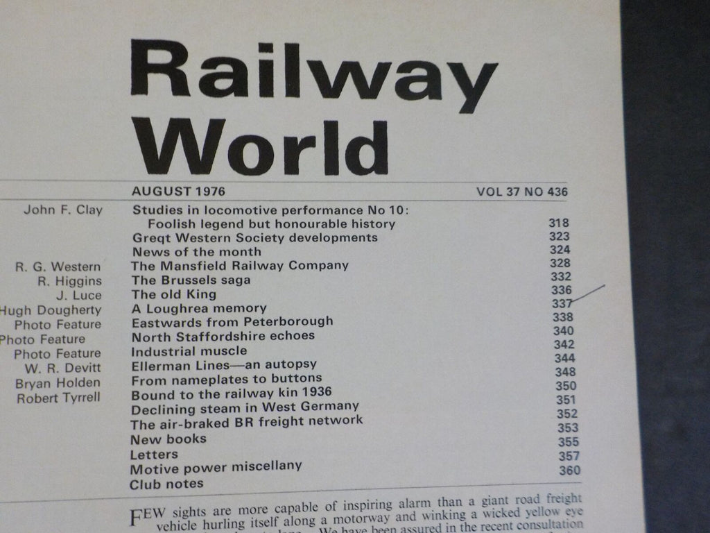 Railway World 1976 August Vol 37 No 436 US Speed facts fiction Merchan ...