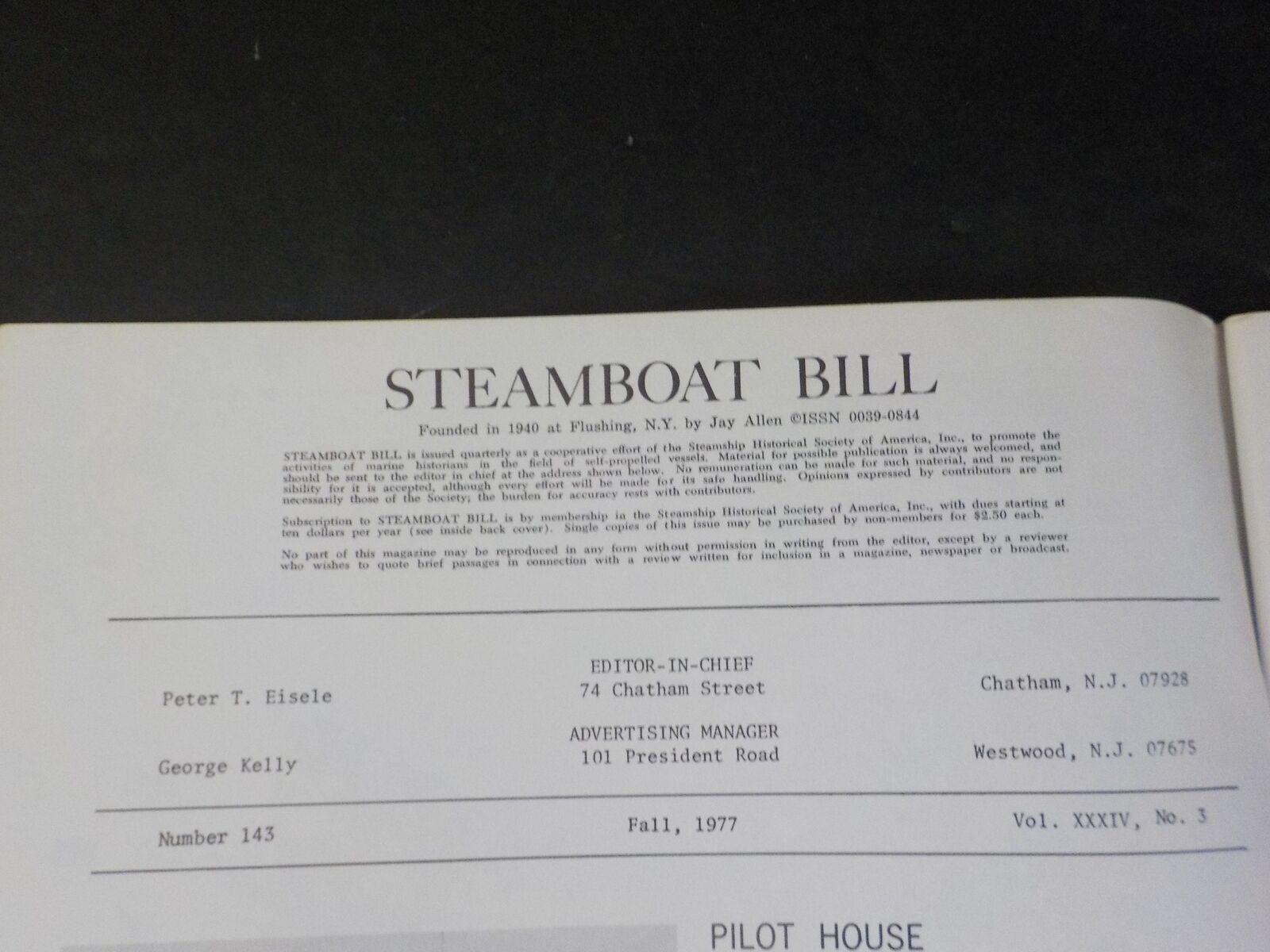 Steamboat Bill #143 Fall 1977 Journal of the Steamship Historical Soci ...