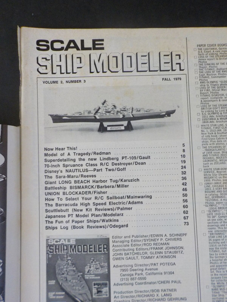 Scale Ship Modeler 1979 Fall V2 #3 High Speed Electric Barracuda Cut C ...