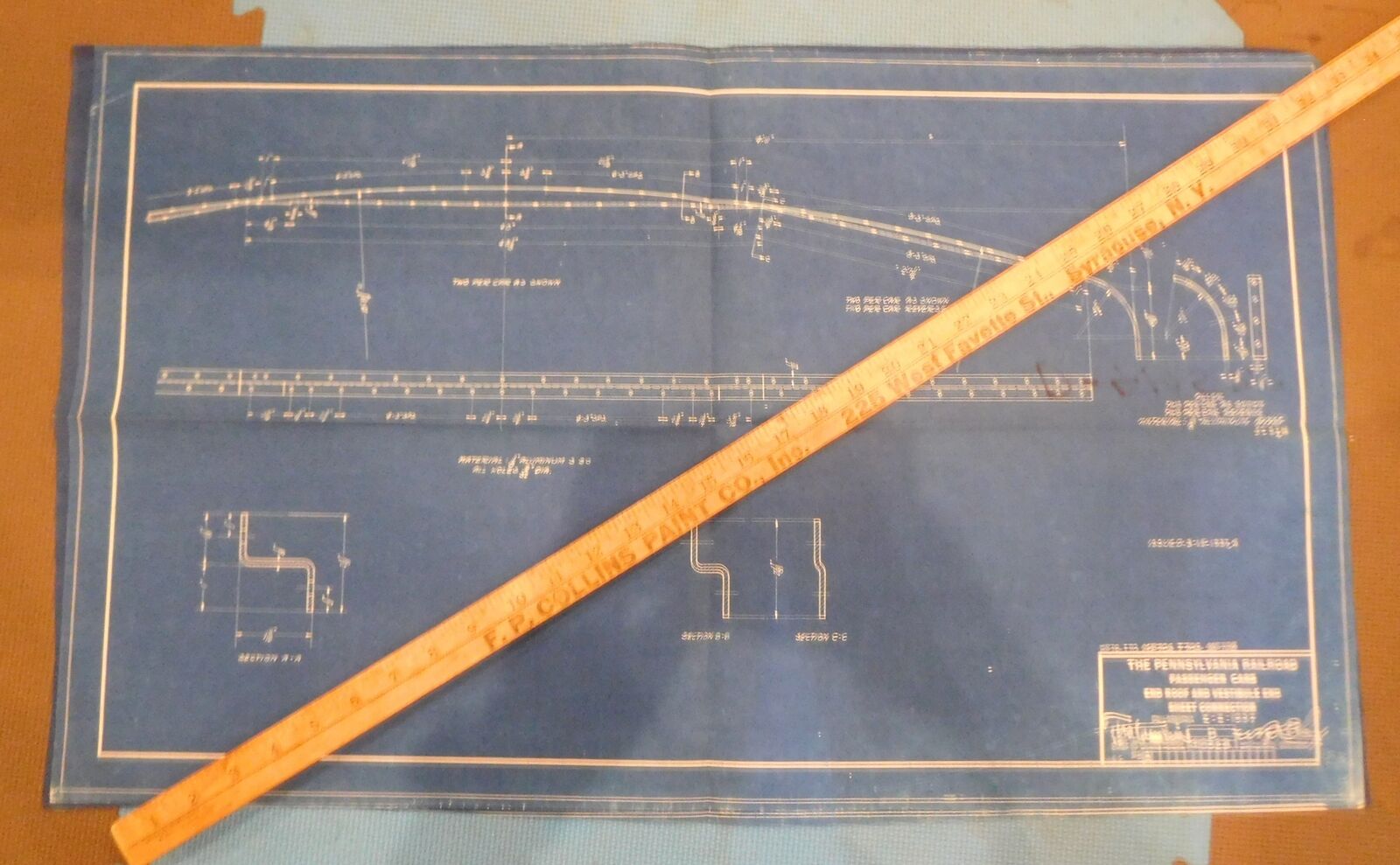 Blueprint PRR Passenger Cars End Roof & Vestibule End Sheet Connection ...