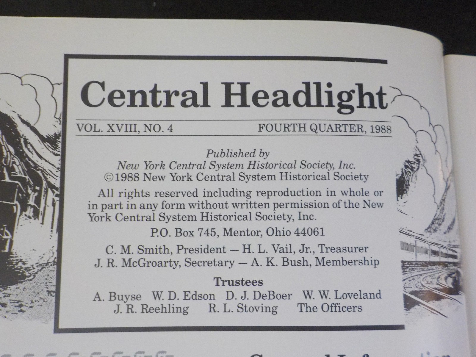 Central Headlight 1988 Fourth Quarter Corning Ohio 1919 T&OC Signal 71 ...