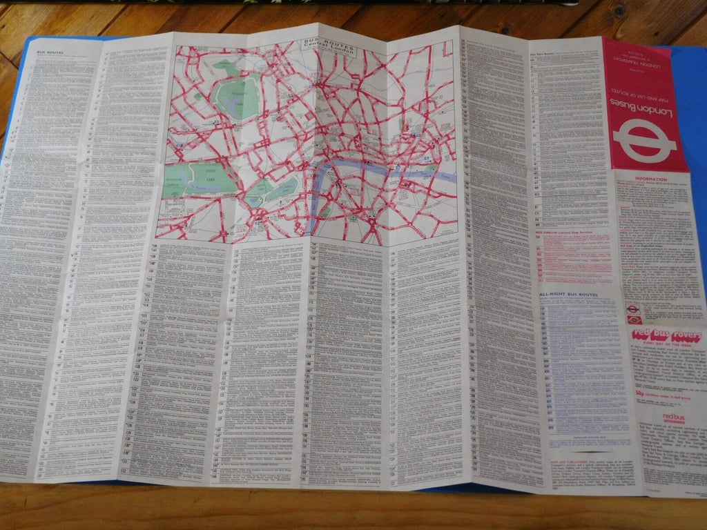 Map London Buses Map and List of Routes 1973 25x18 – RailroadTreasures