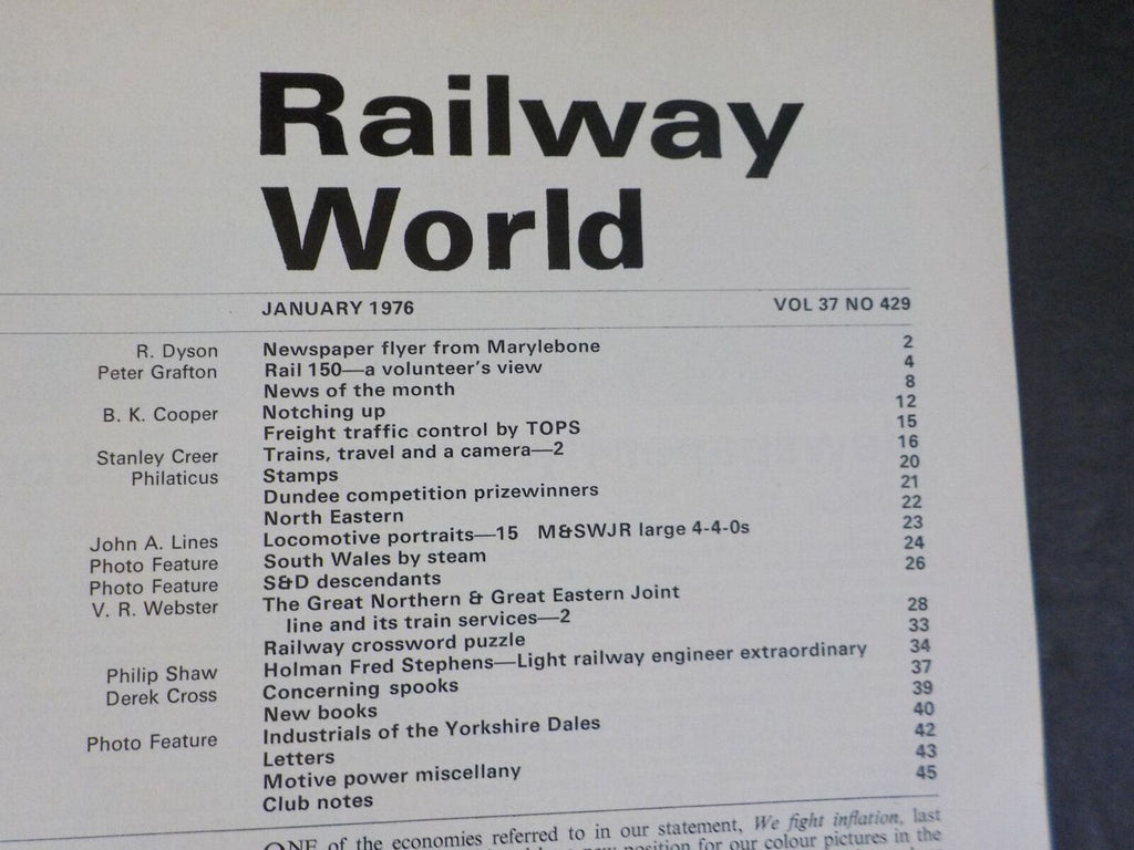 Railway World 1976 January Vol 37 No 429 Colonel Stephens and his rail ...