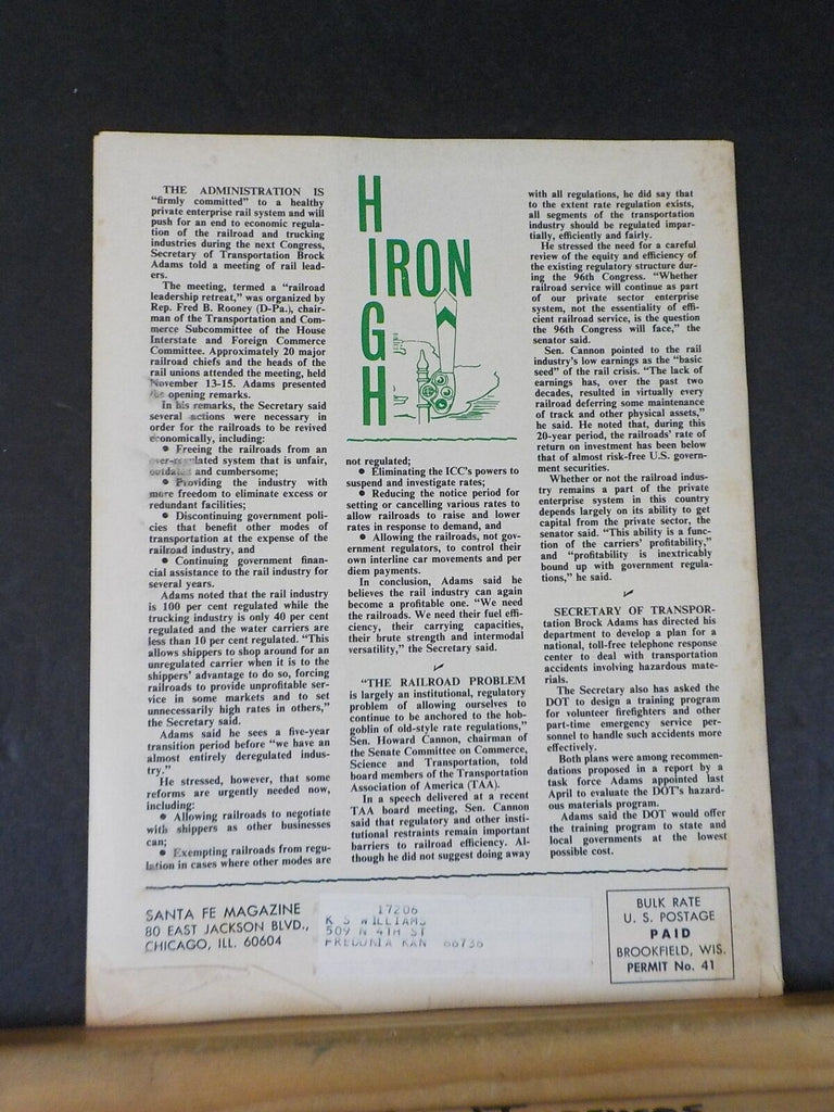 Santa Fe Employee Magazine 1978 December Augusta Tower bows to new TCS ...