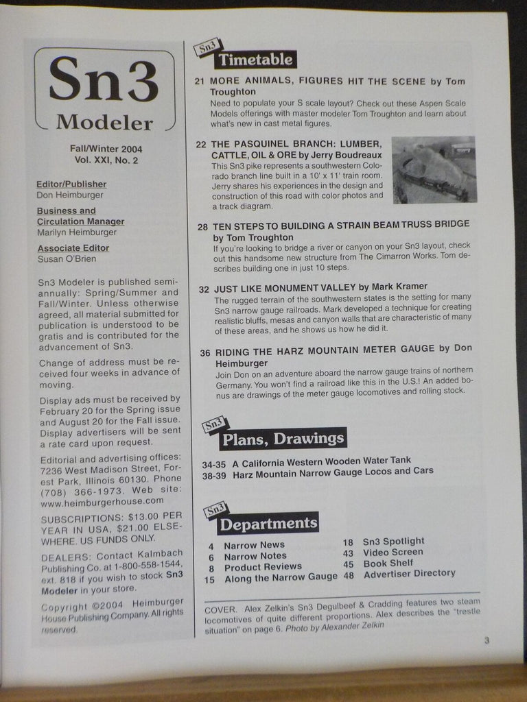 Sn3 Modeler 2004 Fall/Winter Vol XXI #2 Ride the Pasquinel branch ...