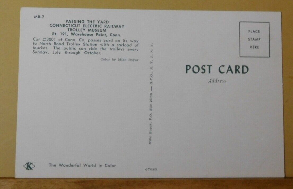 Postcard Passing the Yard Connecticut Electric Railway Trolley Museum ...