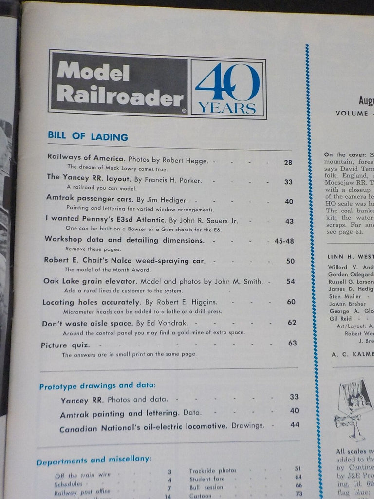 Model Railroader Magazine 1974 August Amtrak data for lettering Detail ...