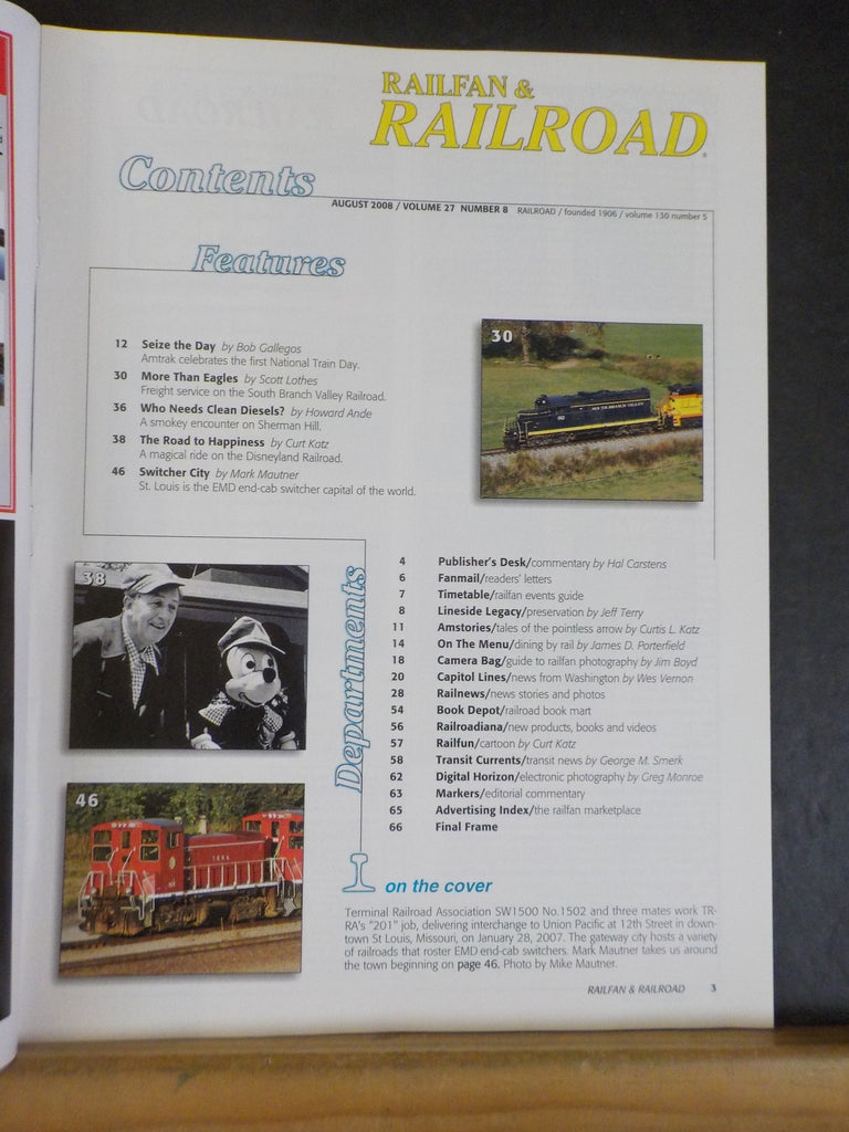 Railfan & Railroad Magazine 2008 August South Branch Valley Frt Disney ...