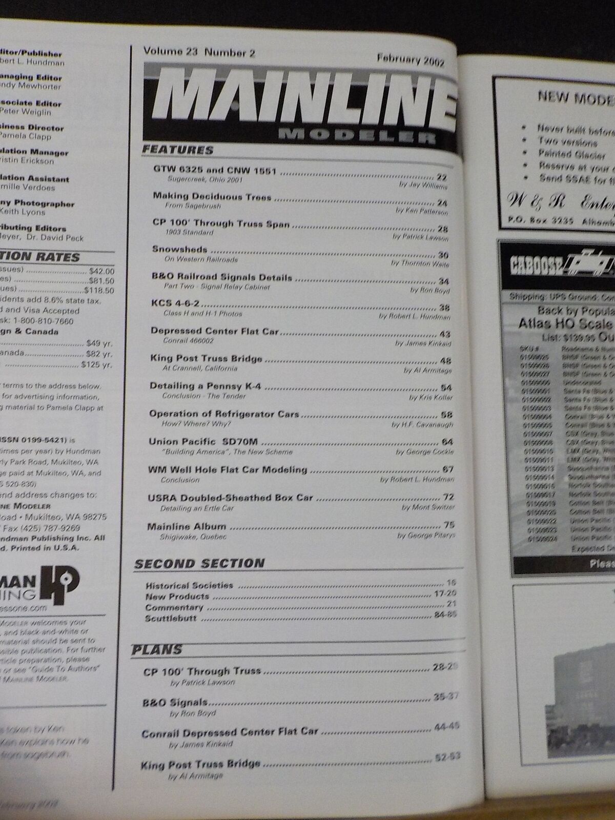 Mainline Modeler 2002 February Deciduous Trees WM Well hole flat Truss ...