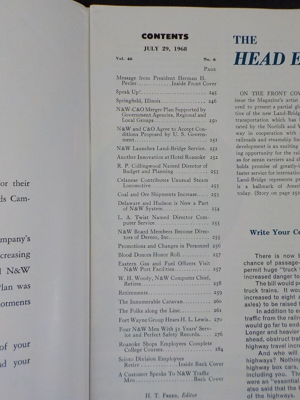 Norfolk and Western Magazine 1968 July 29 Land-Bridge Transportation ...