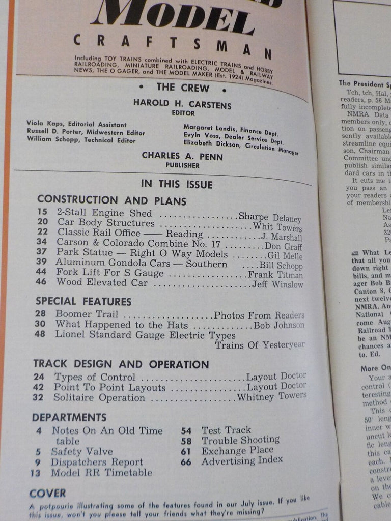 Railroad Model Craftsman Magazine 1961 July RMC Engine shsed EL Car 11 ...