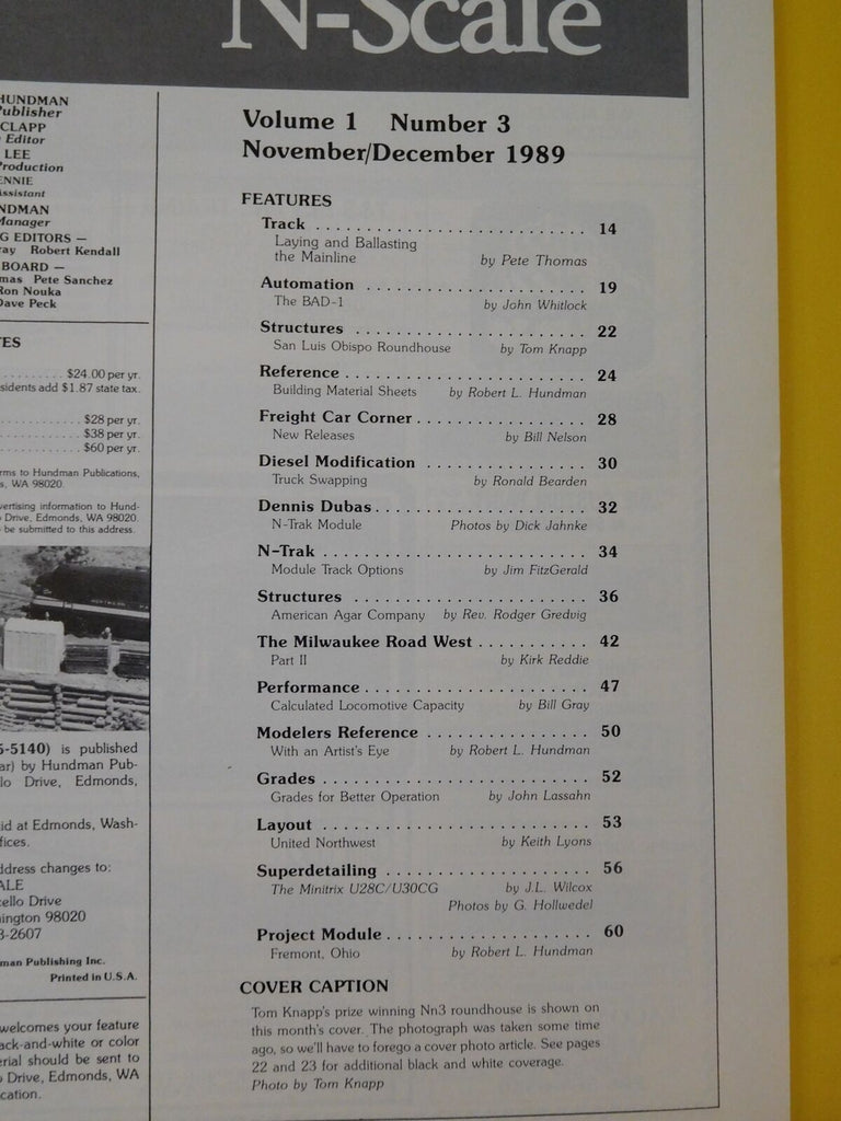 N Scale Magazine 1989 November December Superdetailing Module Grades ...
