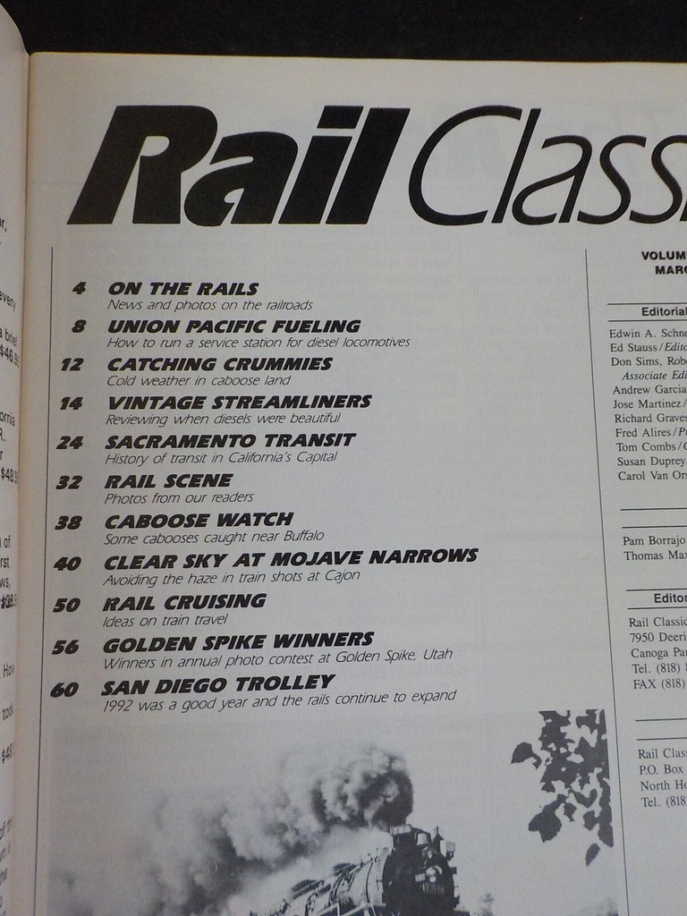 Rail Classics Magazine 1993 March April V22#2 Diesel Fueling Sacrament ...
