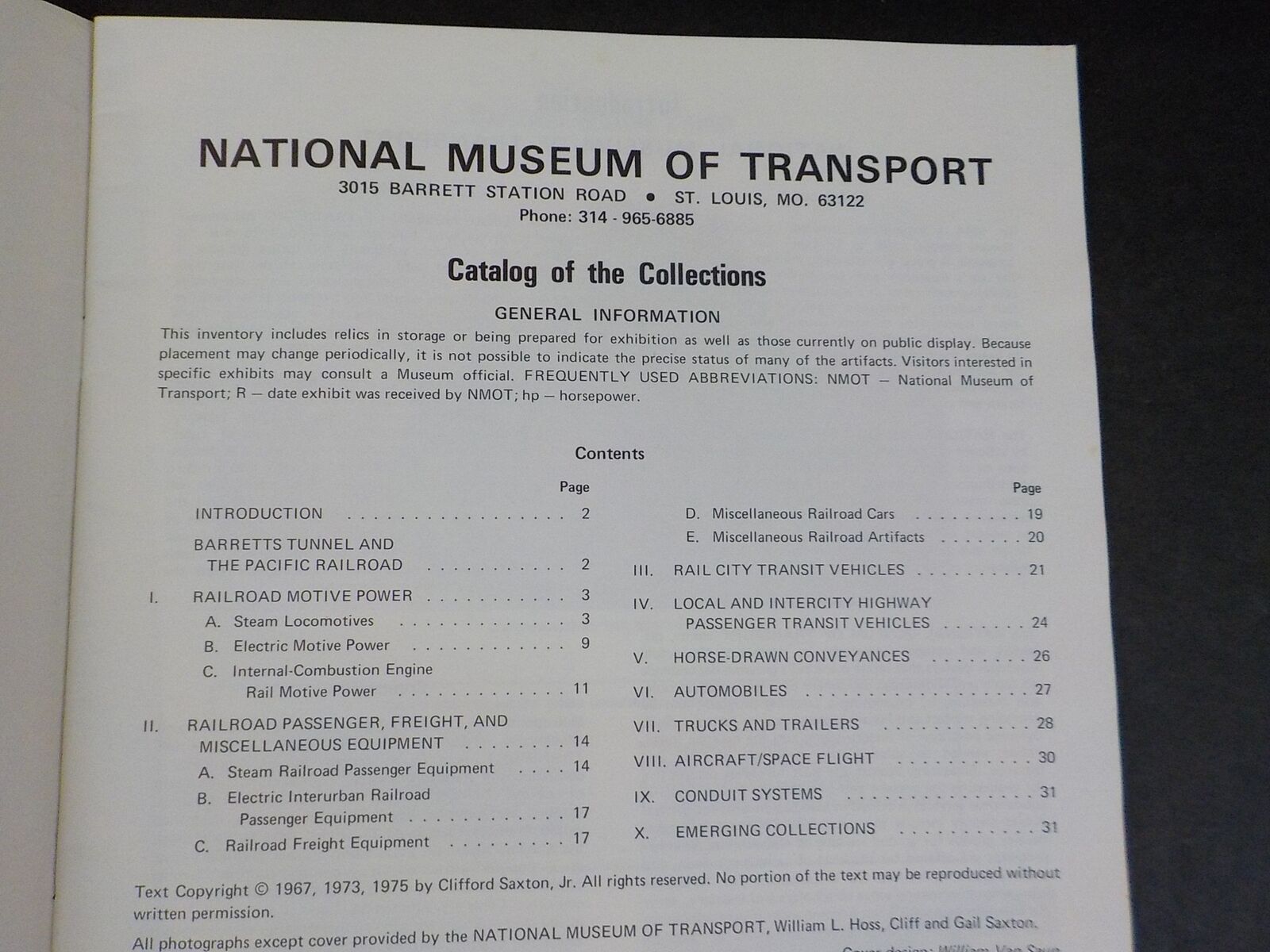 National Museum of Transport St Louis MO Catalog of collections Cliff ...