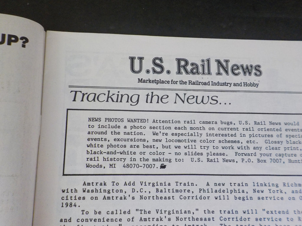 US Rail News 1984 November Issue 8 News – RailroadTreasures