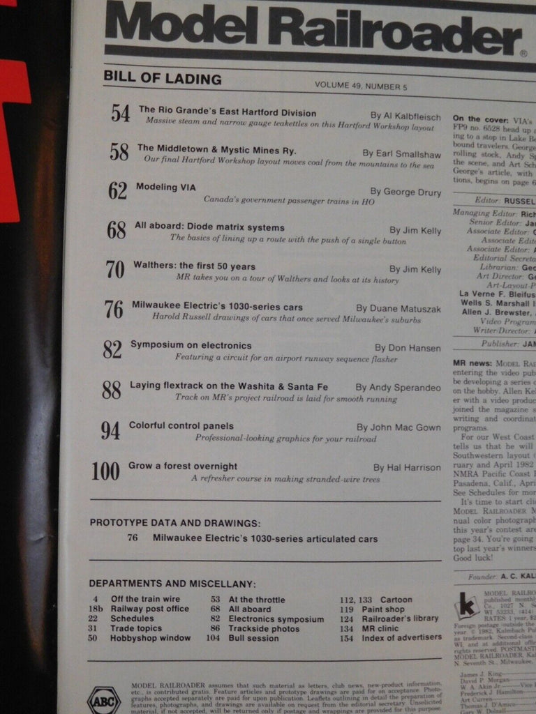 Model Railroader Magazine 1982 May Model Canada's Via trains Build con ...