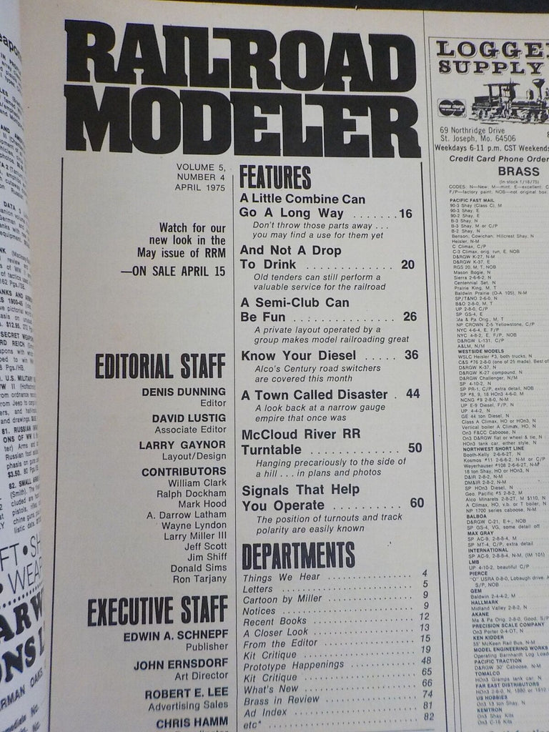 Railroad Modeler 1975 April Vol 5 No 4 Alco Century road switchers Tur ...