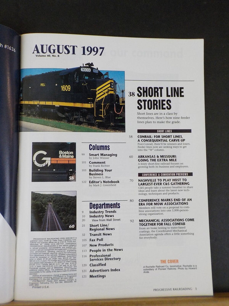 Progressive Railroading 1997 August Short Line stories – RailroadTreasures