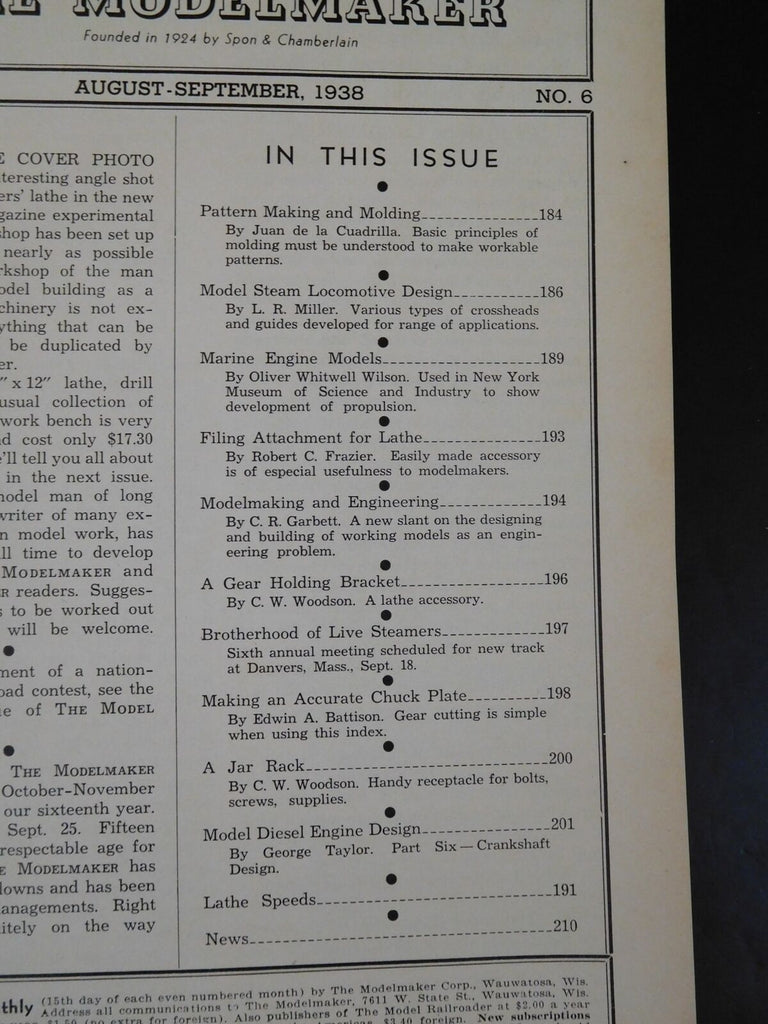 Modelmaker Magazine 1938 August September V15#6 The Model Engineering ...