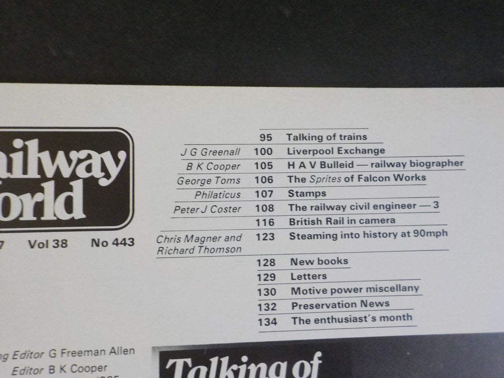 Railway World 1977 March Vol 38 No 443 Sprites of Falcon Works H A V B ...